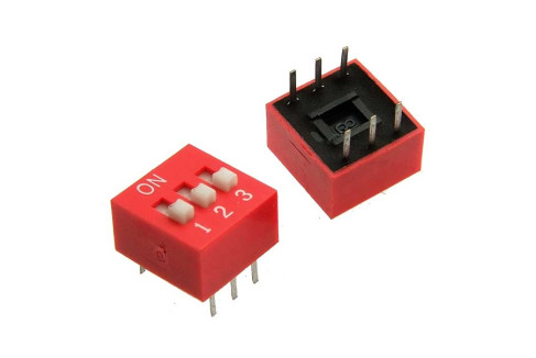 DIP-переключатель RUICHI, серия SWD 1-3 (DS-03), 25 мА, 24 В, 50 мОм, 3 (ON-OFF) с шагом 2,54 мм ...
