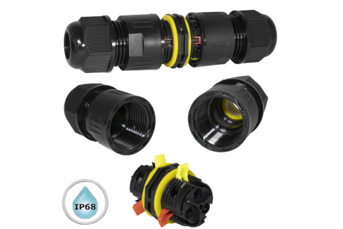 Герметичный разъем RUICHI M20-3P, резьба М20, 3 контакта, пружинно ...